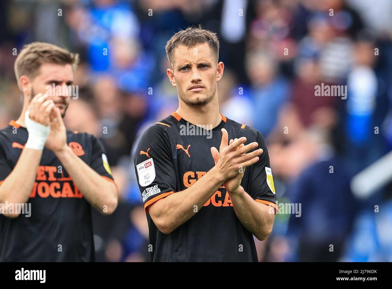 Jerry Yates #9 of Blackpool applauds the traveling fans Stock Photo - Alamy