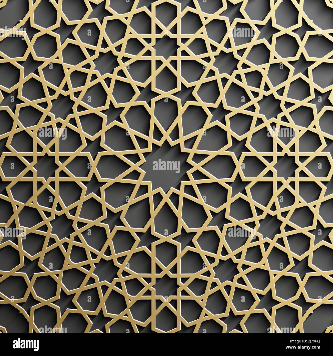 Gold islamic pattern on black background. Islamic ornament vector ...