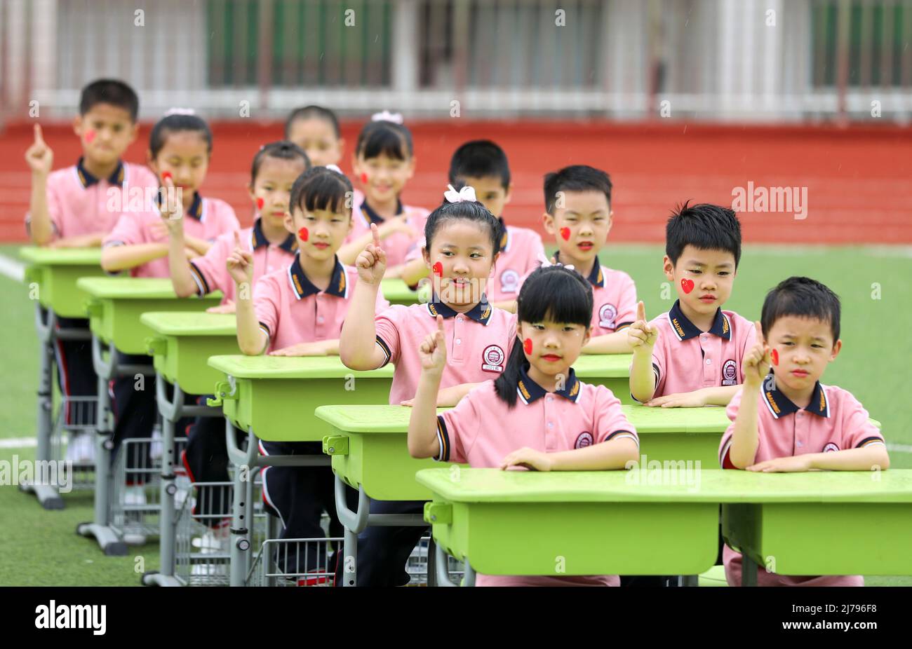 FUZHOU, CHINA - MAY 7, 2022 - Primary school students take part in an ...