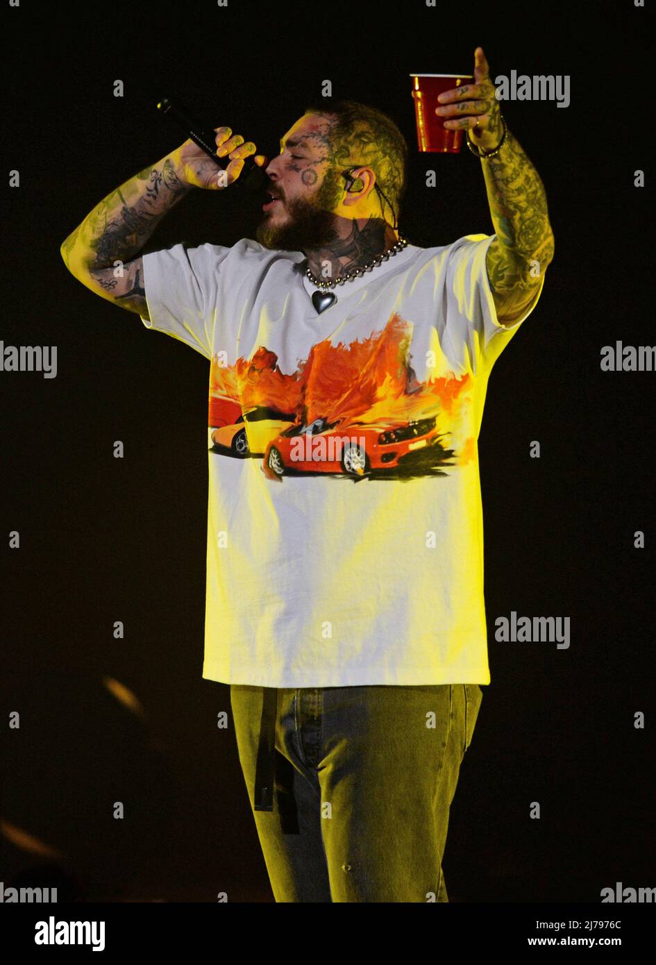 HOLLYWOOD FL - MAY 06: Post Malone performs during the Formula 1 Miami ...