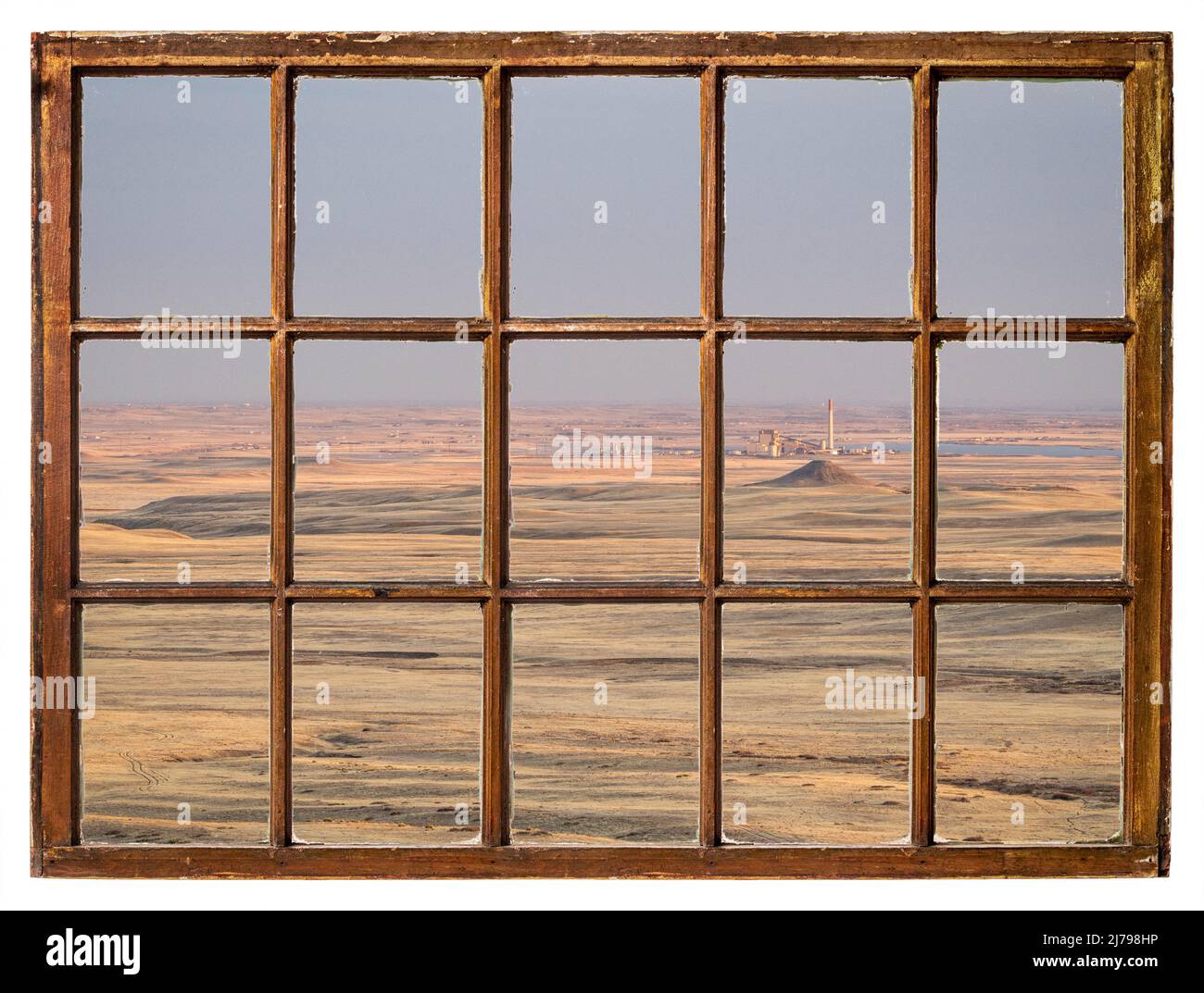 sunset over northern Colorado foothills and plains as seen from vintage ...