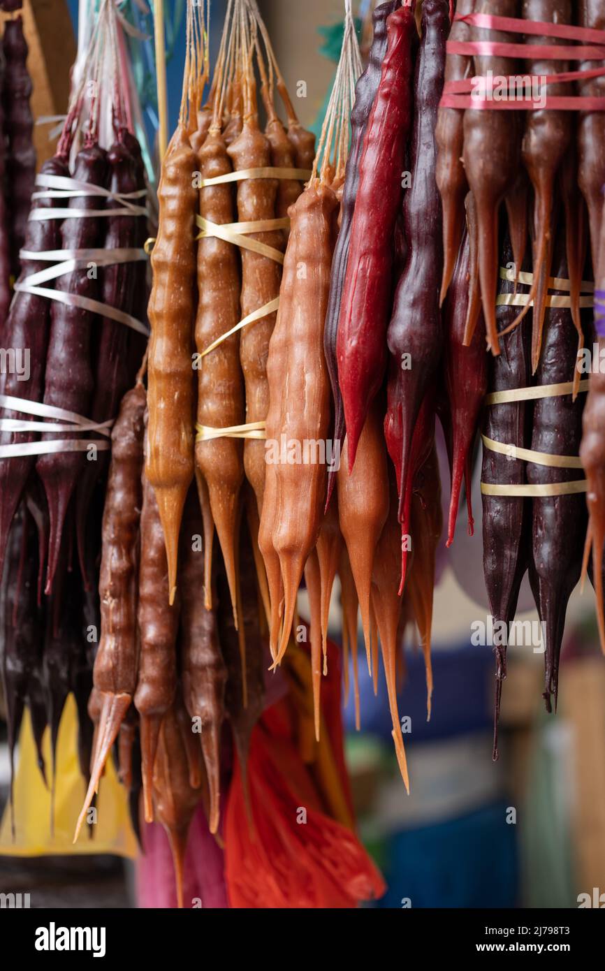 Delicious traditional nut and fruit dessert sold at local food market ...
