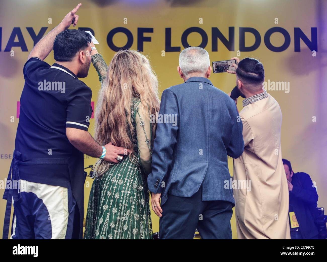 London UK 07 May 2022 Sadiq Khan ,Mayor of London ,taking a selfie with ...