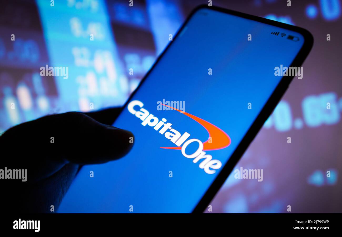 In this photo illustration, the Capital One Financial Corp. logo seen ...