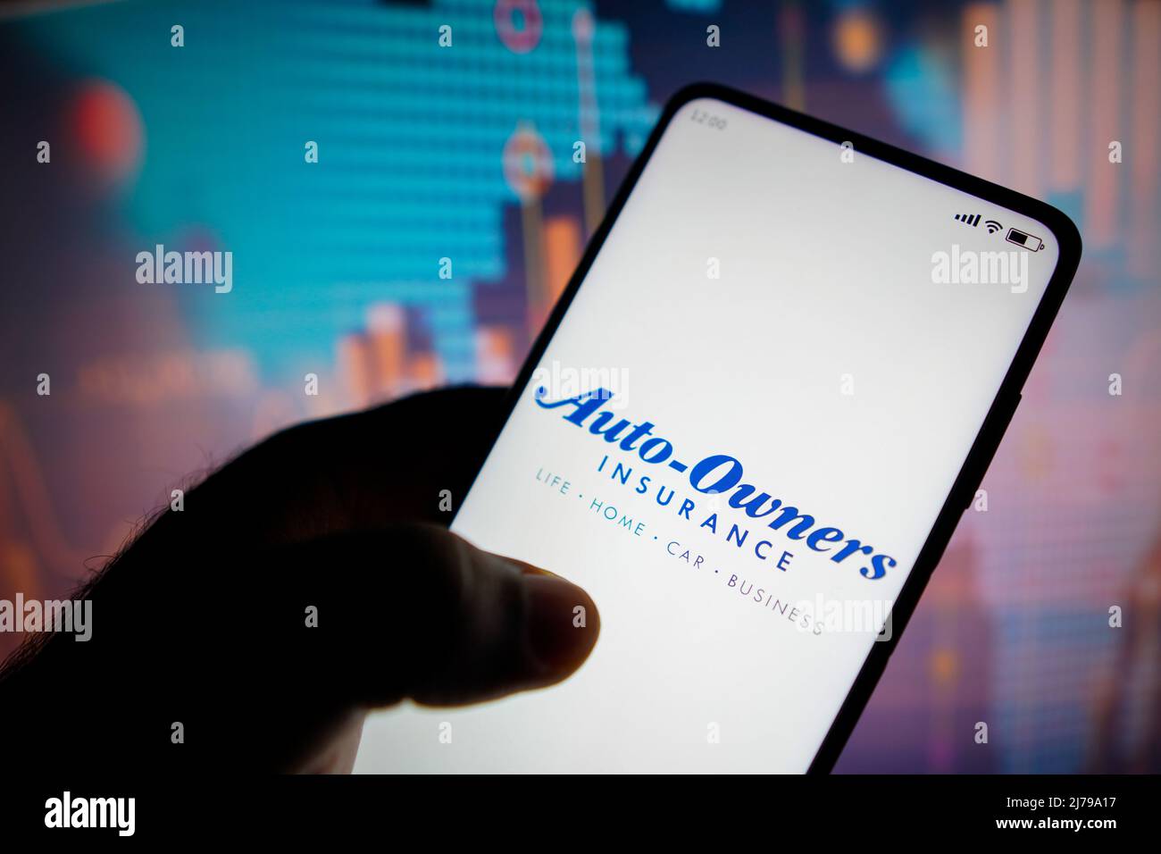 In this photo illustration, the Auto-Owners Insurance Group logo seen ...