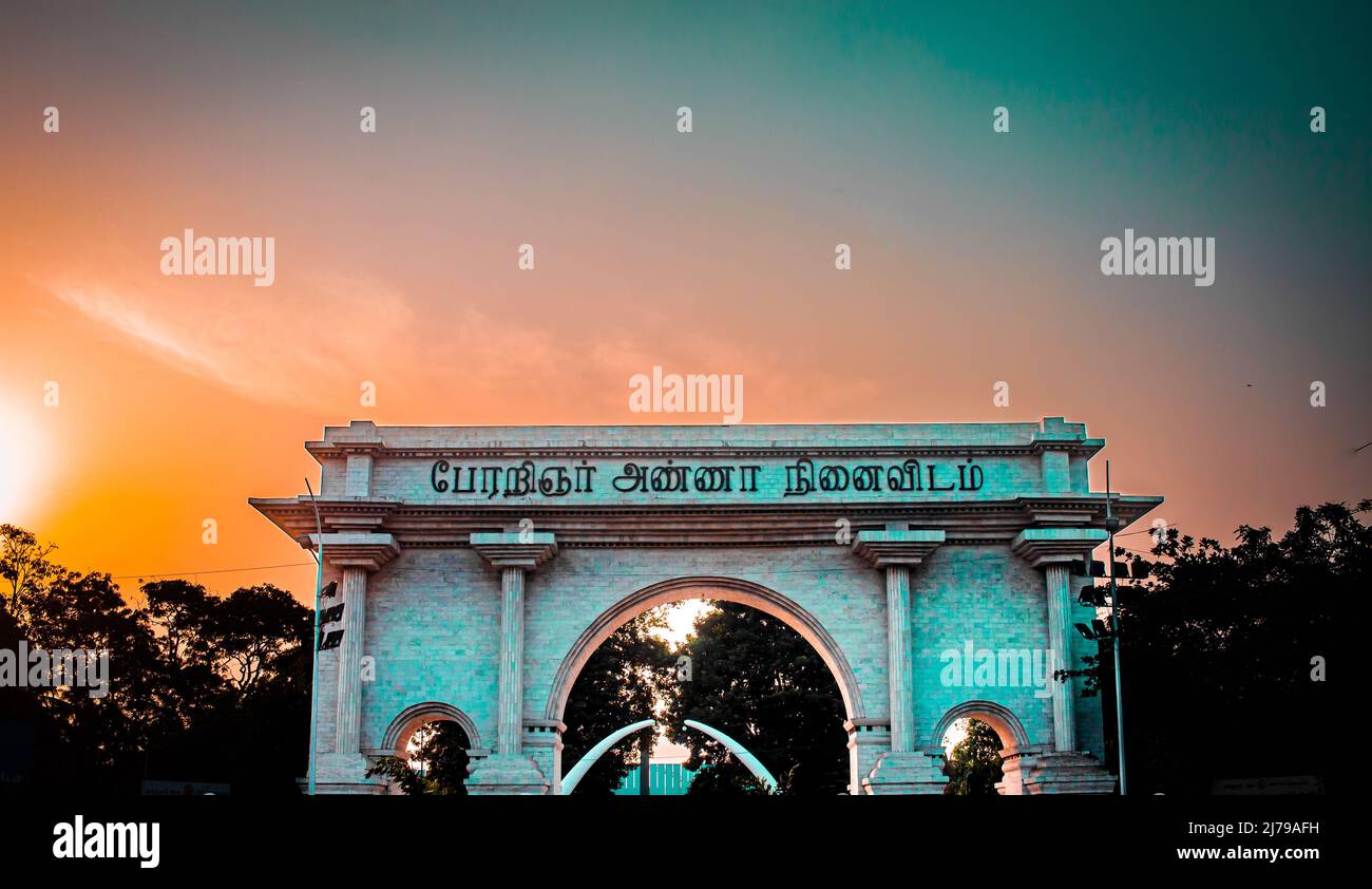 Chennai, Tamil Nadu, India - May 07 2022: View of Anna Memorial (in ...