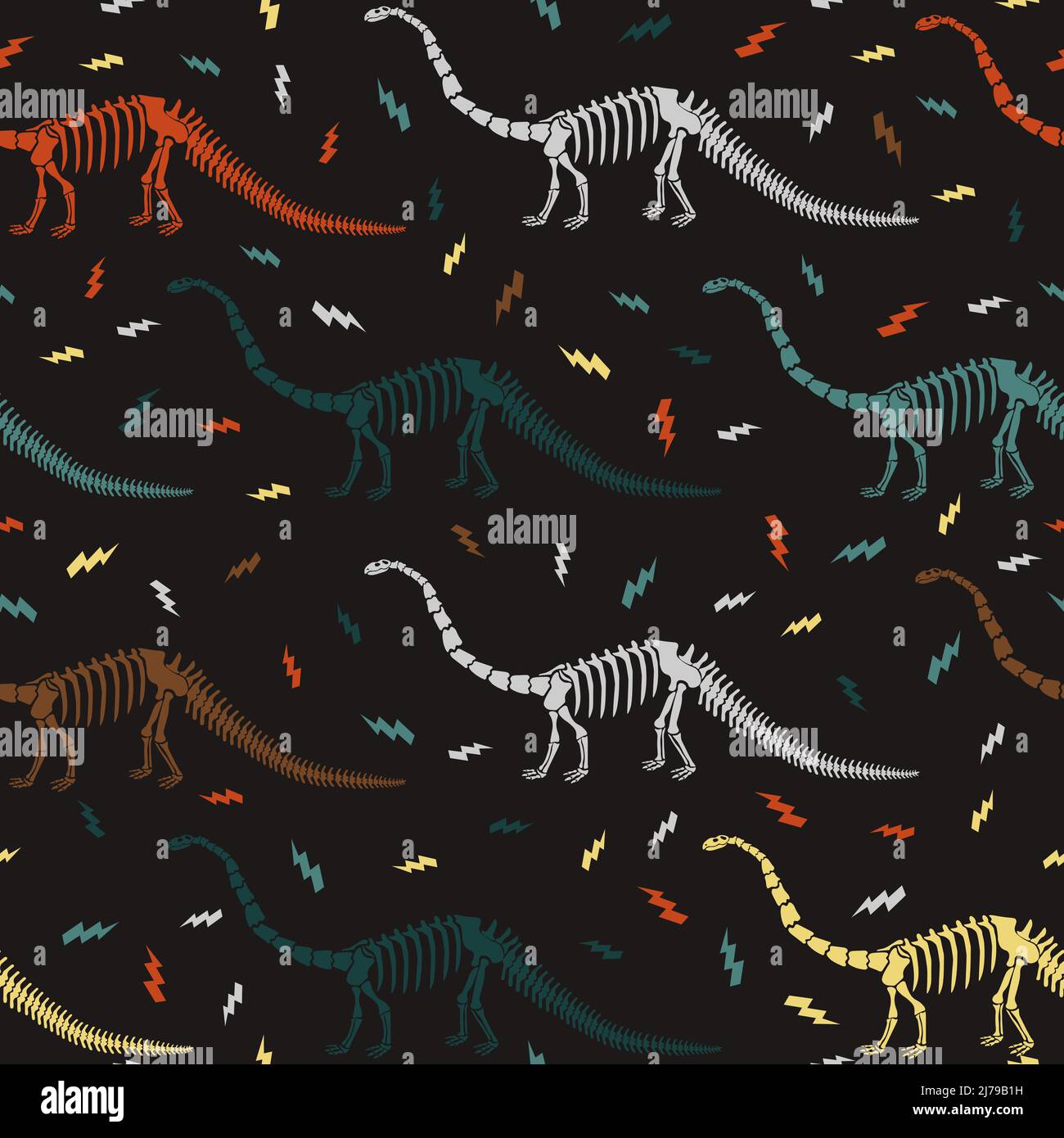 Seamless vector pattern with dinosaur skeleton Stock Vector Image & Art ...