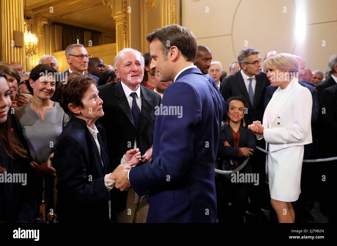 Samuel Paty (mother and father ) with Emmanuel Macron during the ...