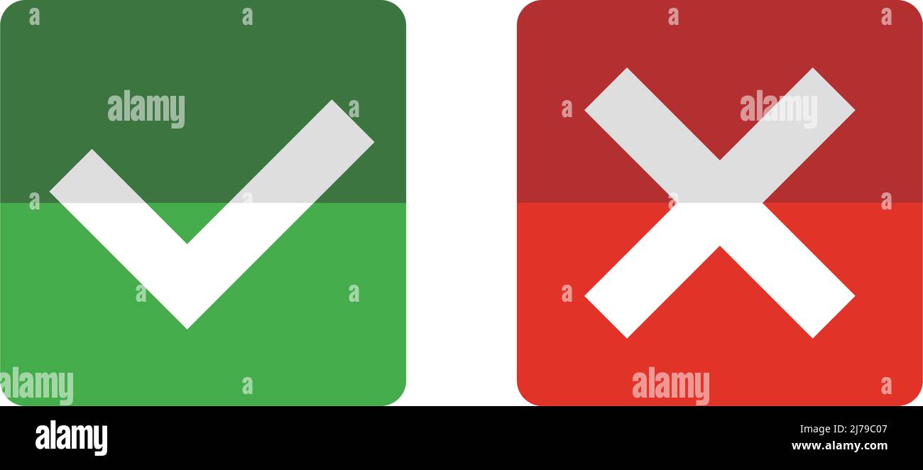 Check mark and cross mark icon set. Editable vector Stock Vector Image ...