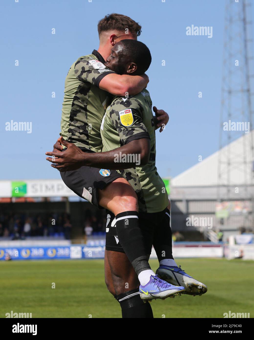 HARTLEPOOL, UK. MAY 7TH Colchester's John Akinde celebrates after ...