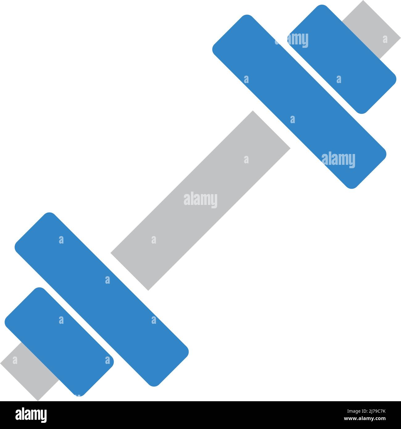 Blue dumbbell icon. Strength training tools. Editable vector Stock ...