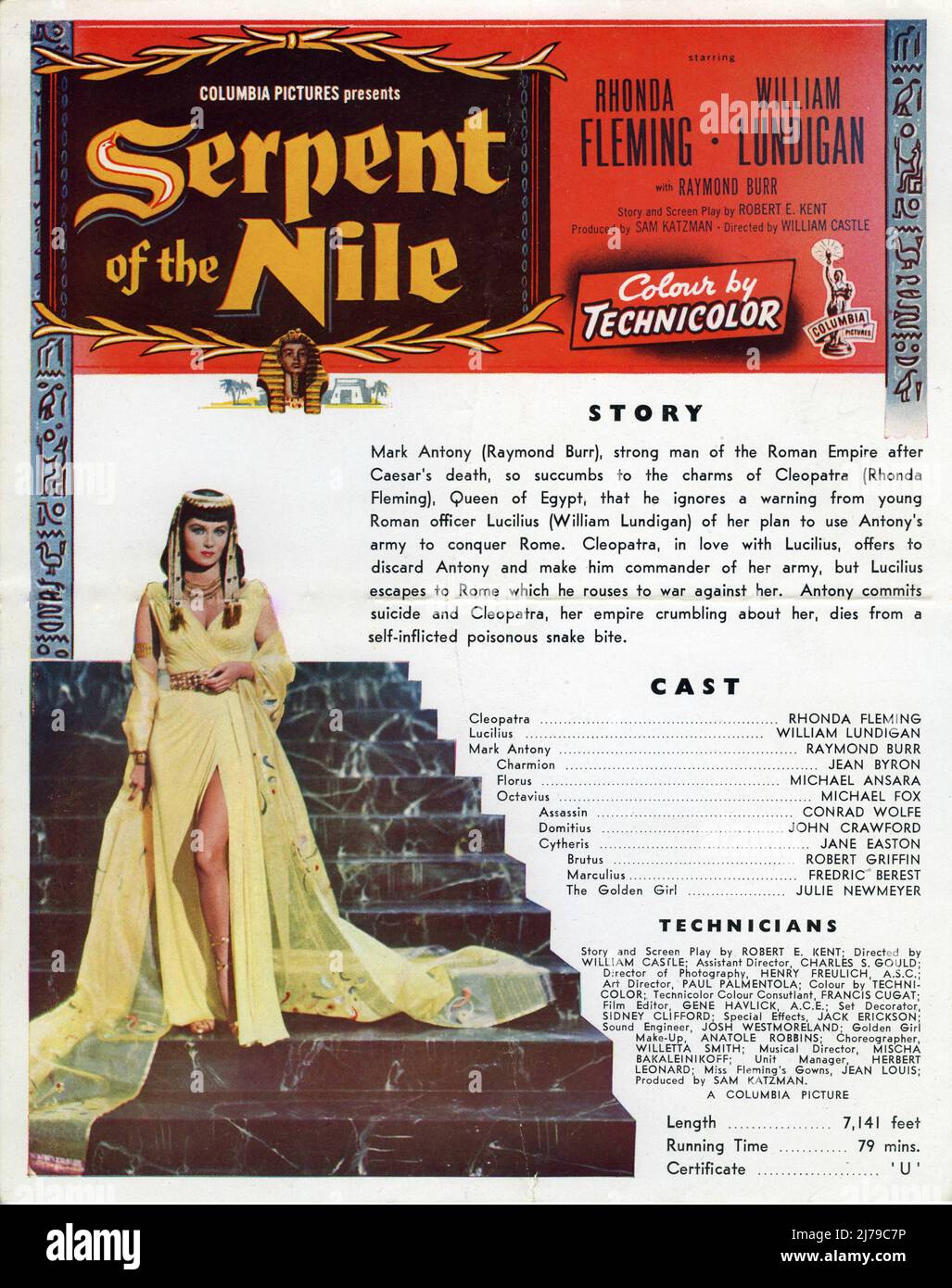 RHONDA FLEMING as Cleopatra in SERPENT OF THE NILE 1953 director ...