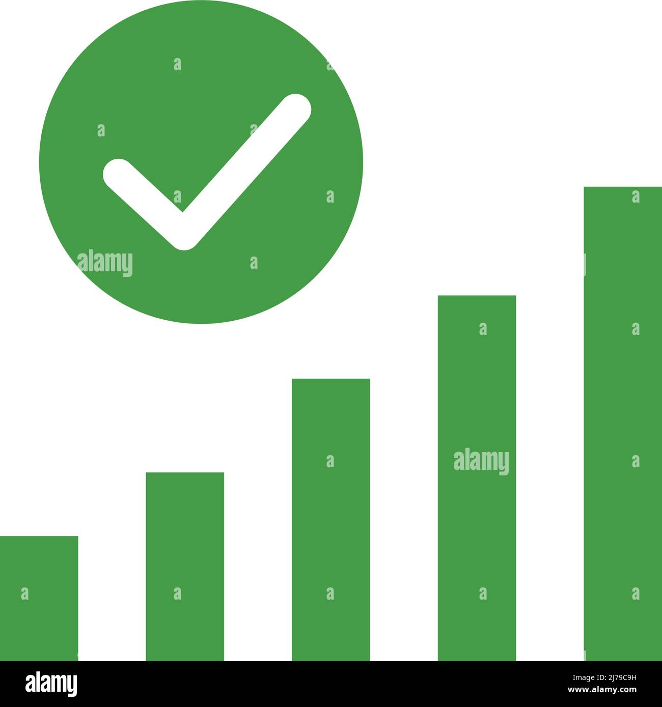 Bar chart and check mark icons. Business success. Editable vector Stock ...