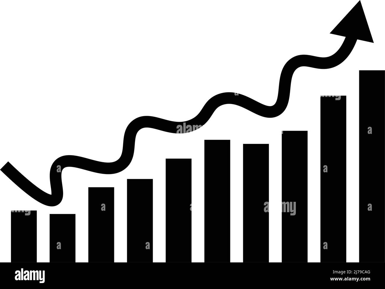 Silhouette of a bar graph and arrows that gradually grow. Editable vector Stock Vector Image ...