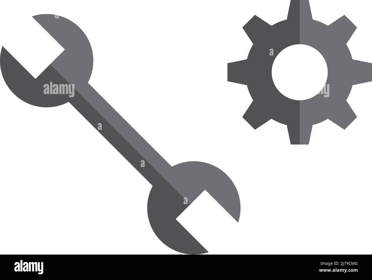 A set of wrench and gear icons. Setting and system. Editable vector ...