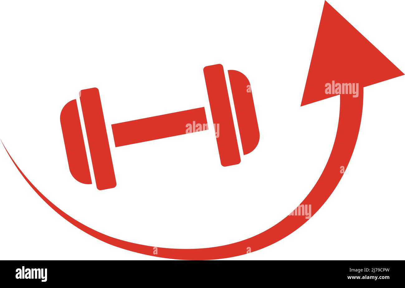 Rising arrow and dumbbell icon. Muscle training. Strengthening muscles ...