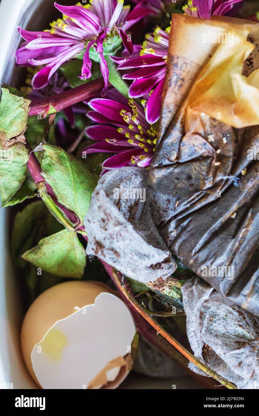 A compost bin is full and ready to be taken to the compost drop-off ...