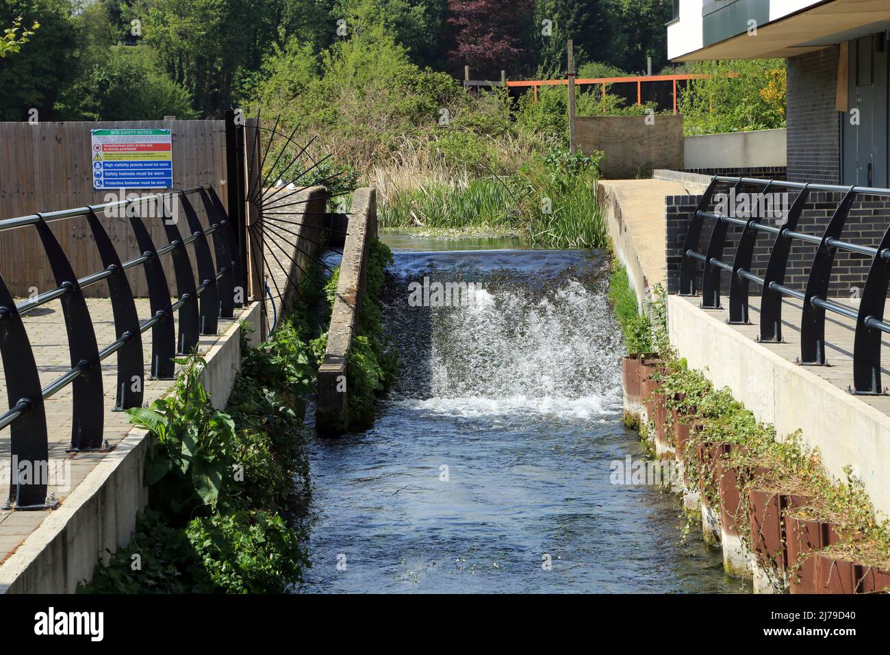 River Dour at the old paper mill at Buckland, Dover, Kent, England ...