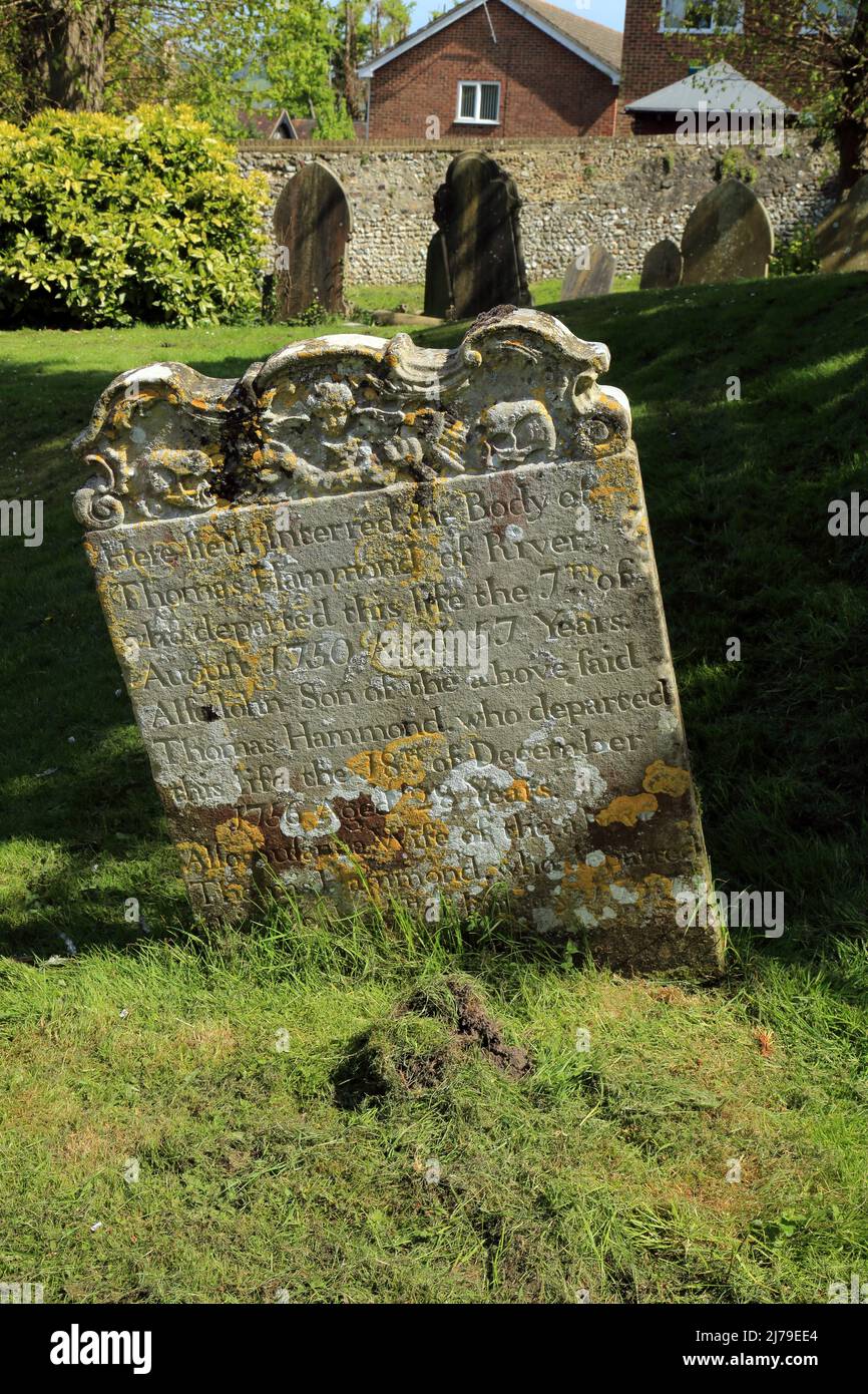 Decorative headstone in the churchyard, of St Andrews Church, Crabble ...