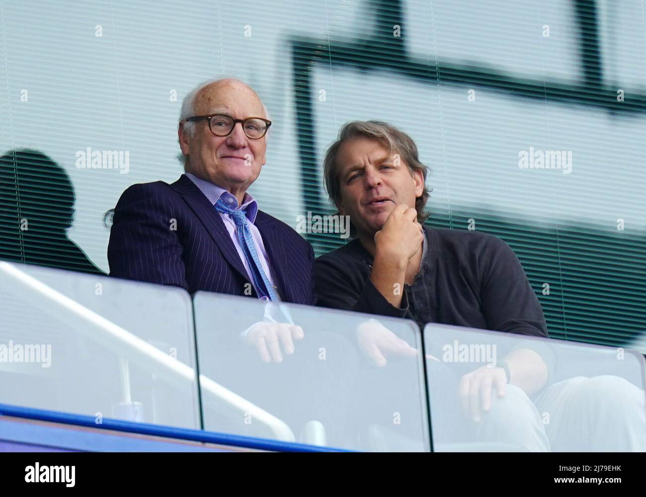 Chelsea chairman Bruce Buck (left) and prospective owner Todd Boehly in ...