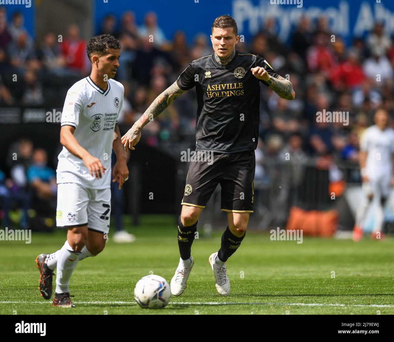 Kyle Naughton #26 of Swansea City in action during the game under ...