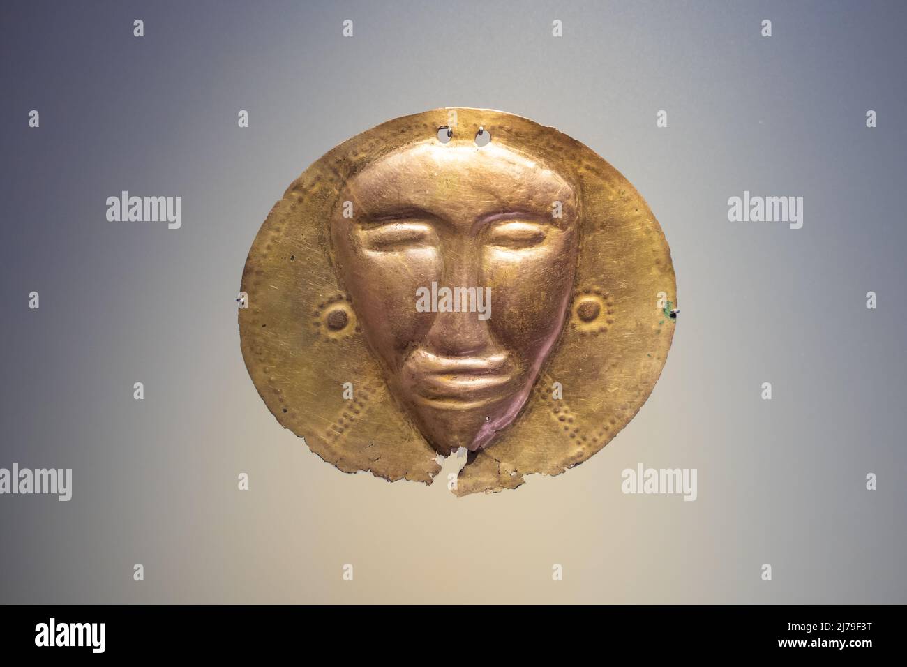 Bogota, Colombia, gold museum, May 5, 2022. A pre-Columbian artifact ...