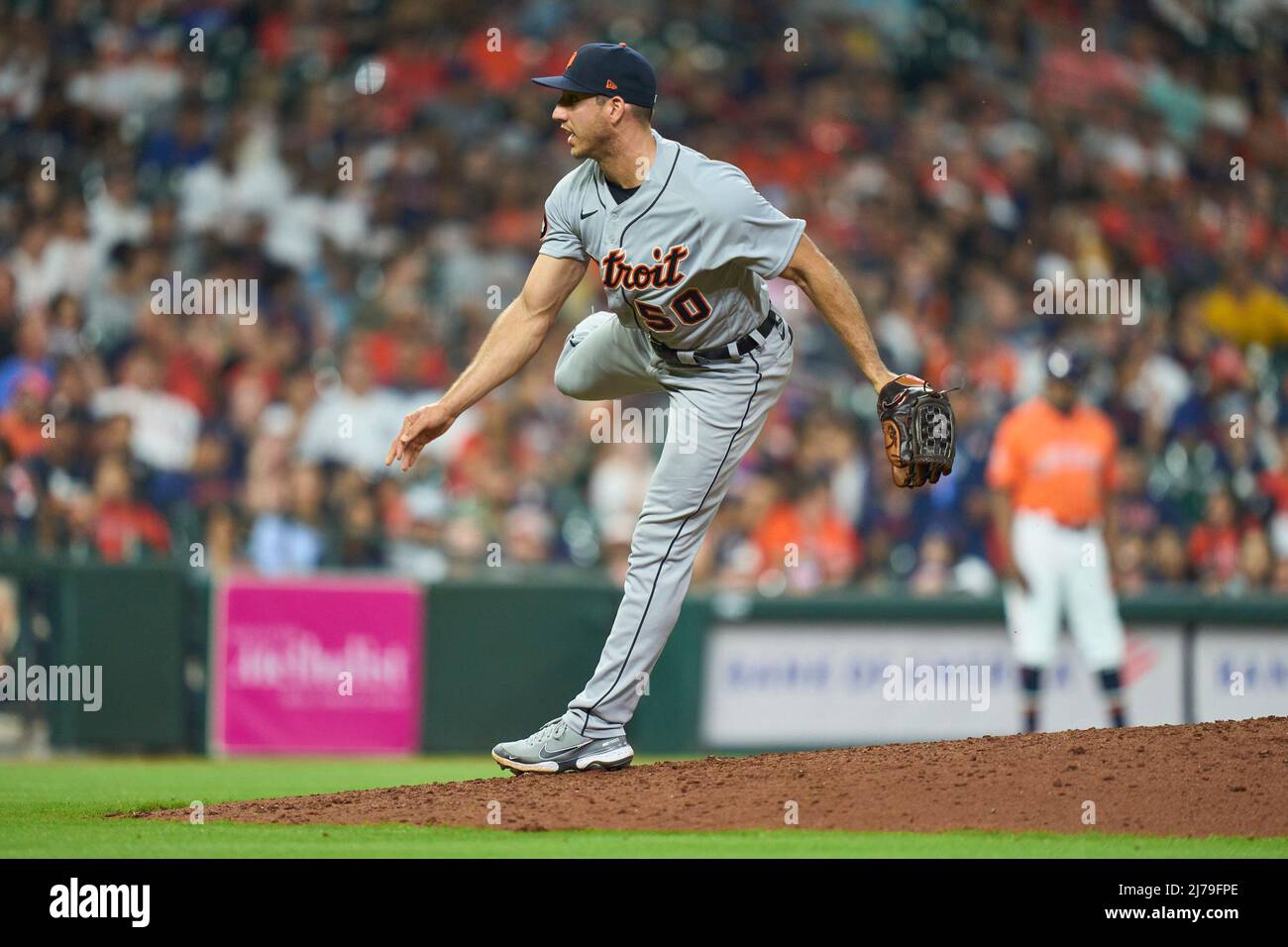 May 6 2022: Detroit pitcher Jacob Barnes (50) throws a pitch during the ...