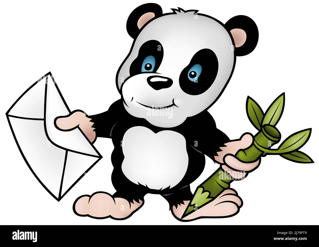 Panda Bear with a Envelope and a Bamboo Pencil Stock Vector Image & Art ...