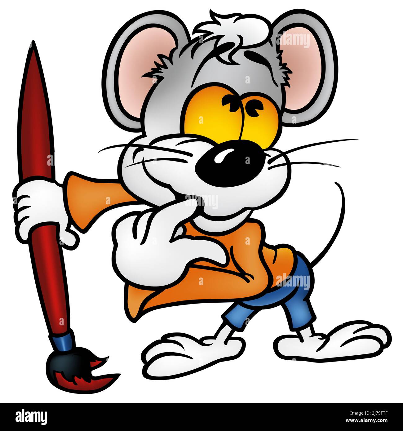 Funny Gray Mouse with a Red Paintbrush Stock Vector Image & Art - Alamy