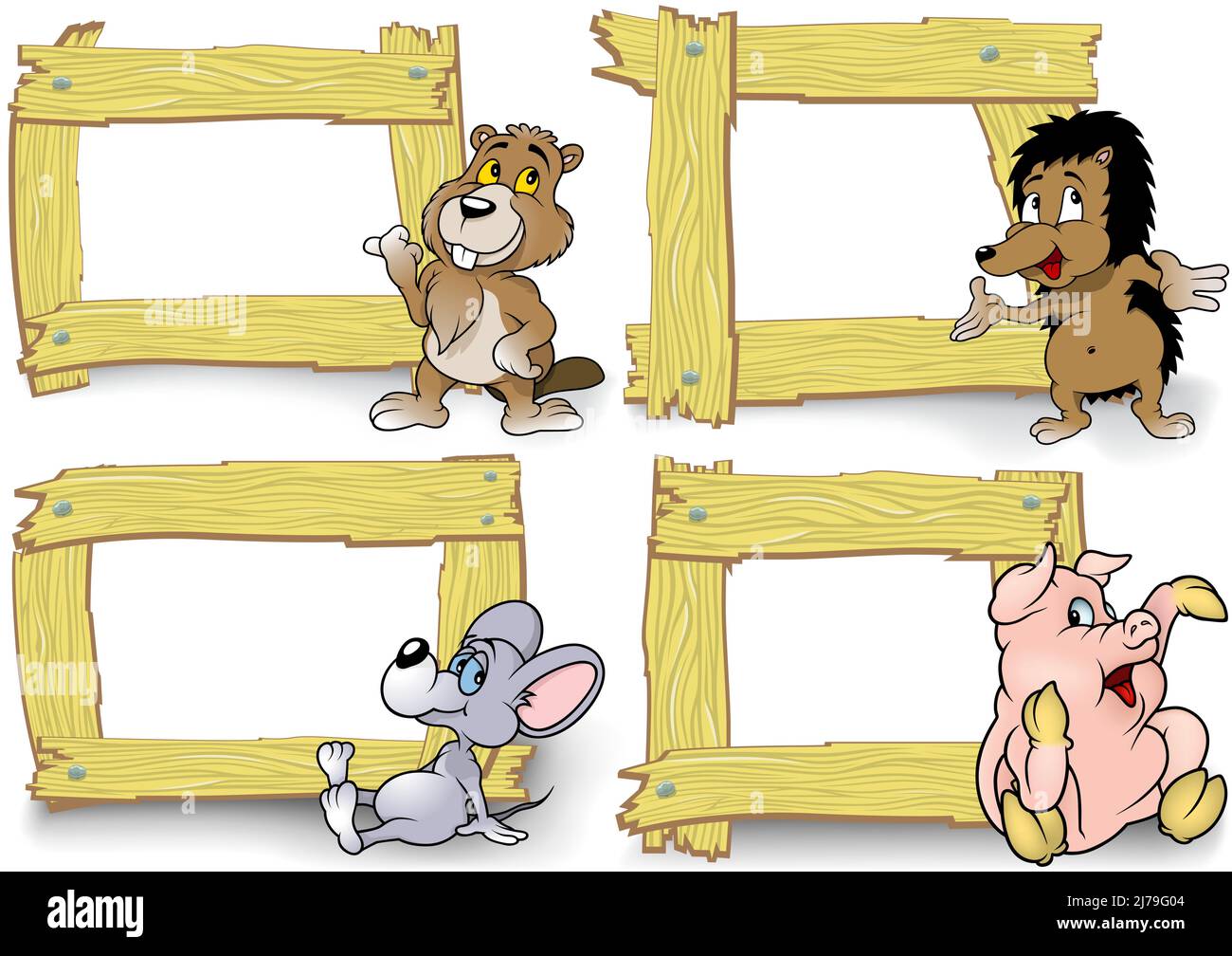 Set of Four Wooden Frames with Animals Stock Vector Image & Art - Alamy