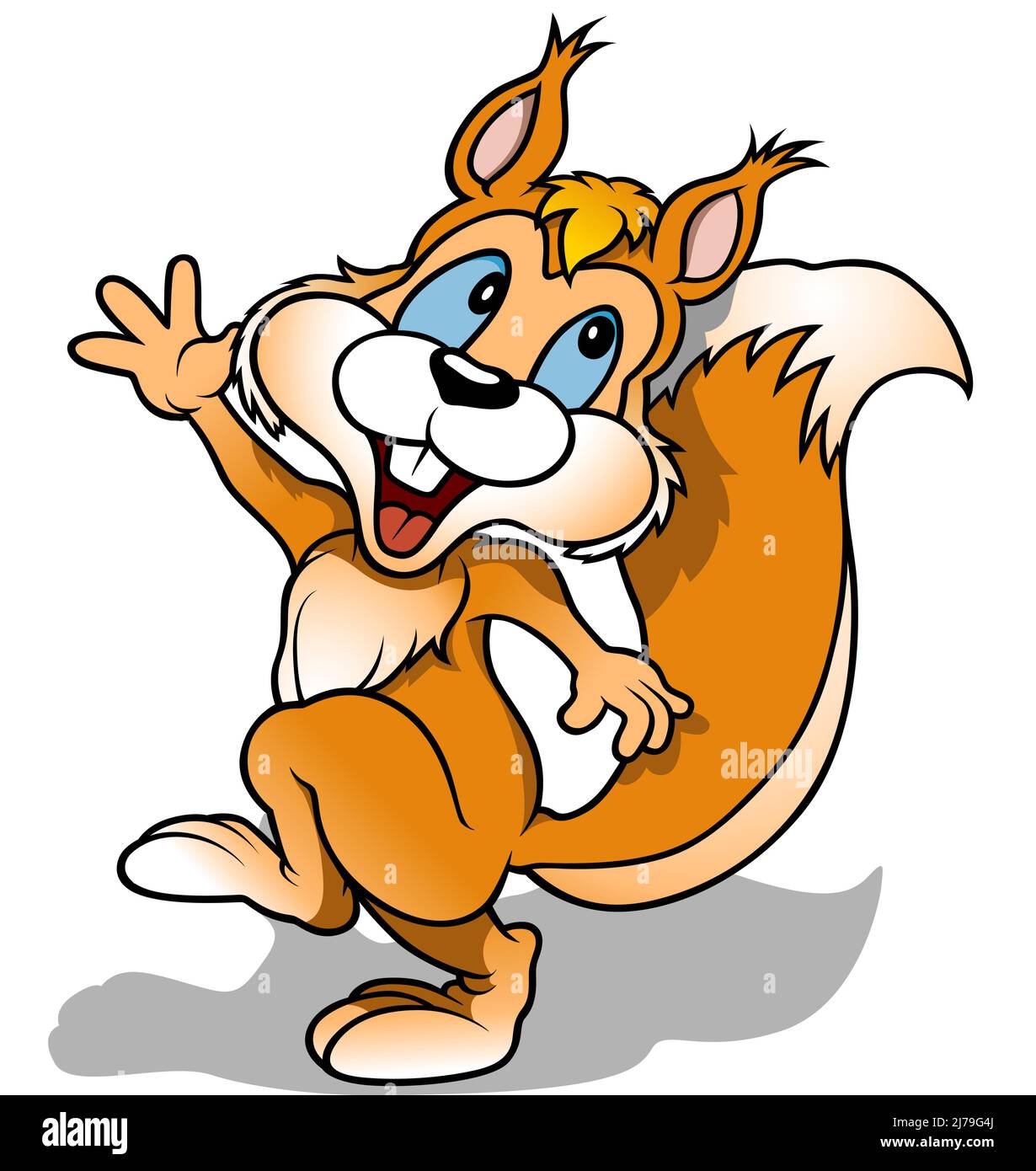 Orange Happy Squirrel with Big Smile Dancing Stock Vector Image & Art ...