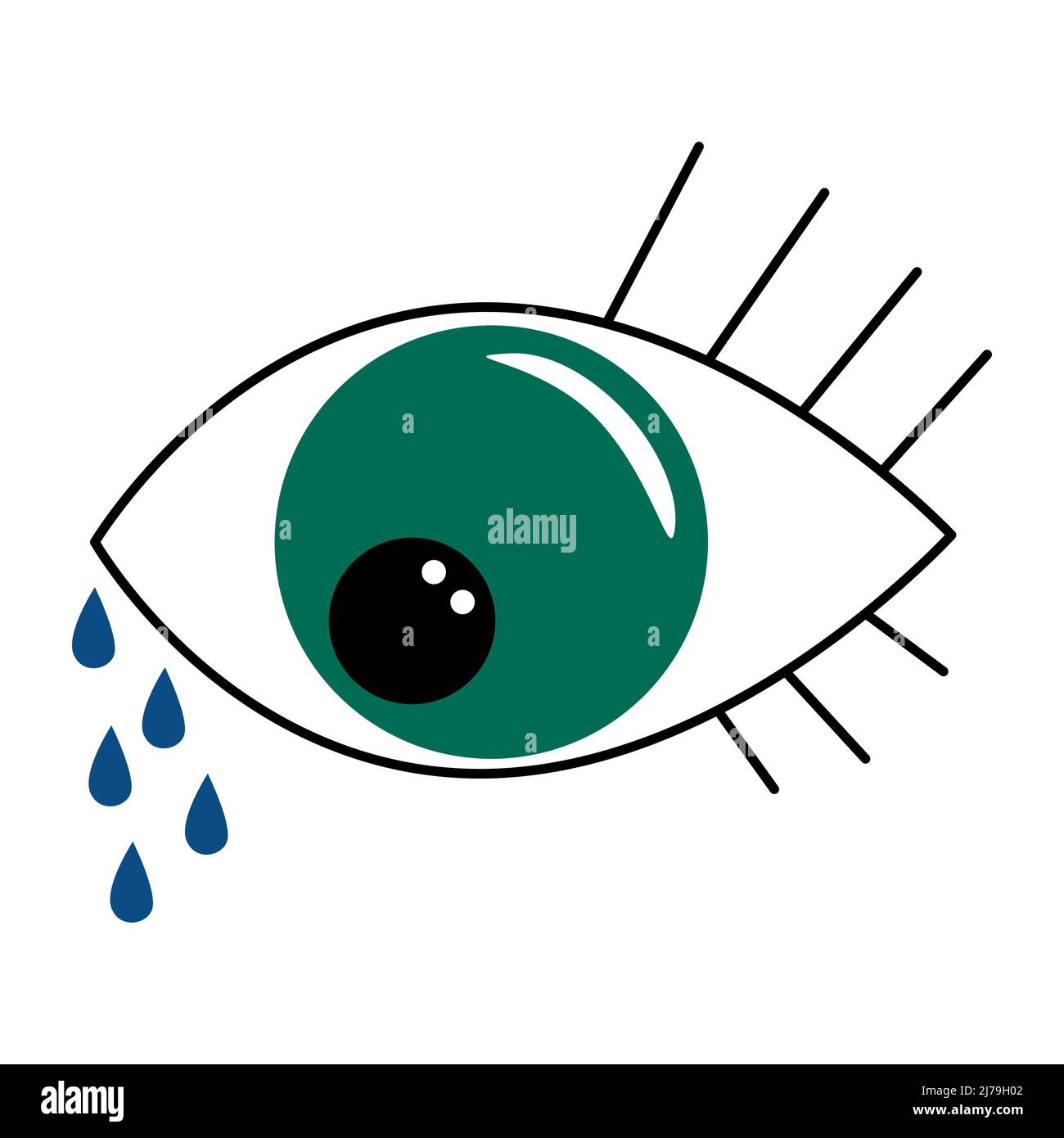 Simple minimalist eye with tears. Crying eye. Tearing Eyeball with ...