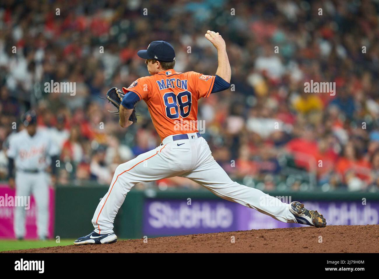 May 6 2022: Houston pitcher Phil Maton (88) throws a pitch during the ...