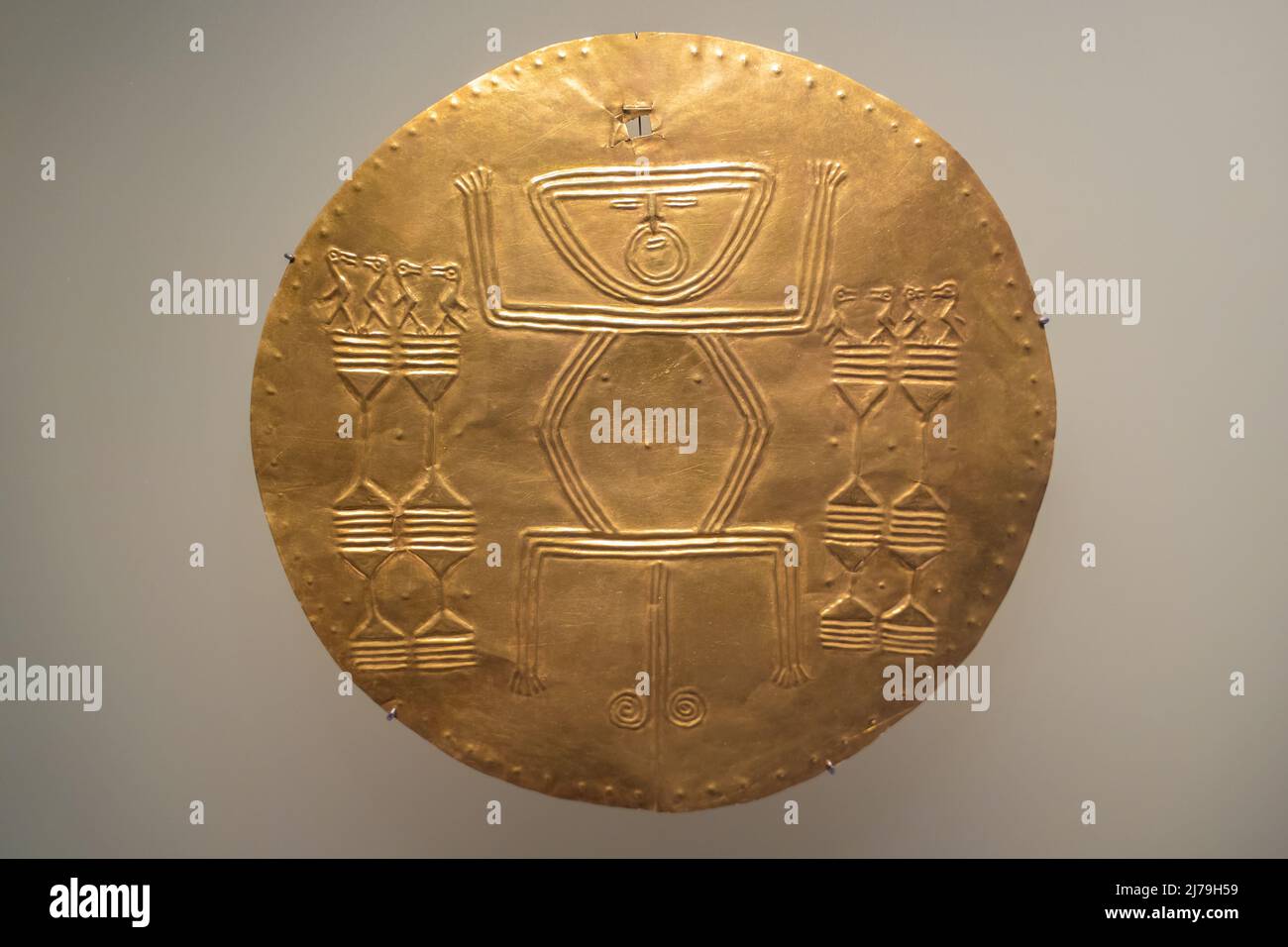 Bogota, Colombia, gold museum, May 5, 2022. A pre-Columbian artifact ...