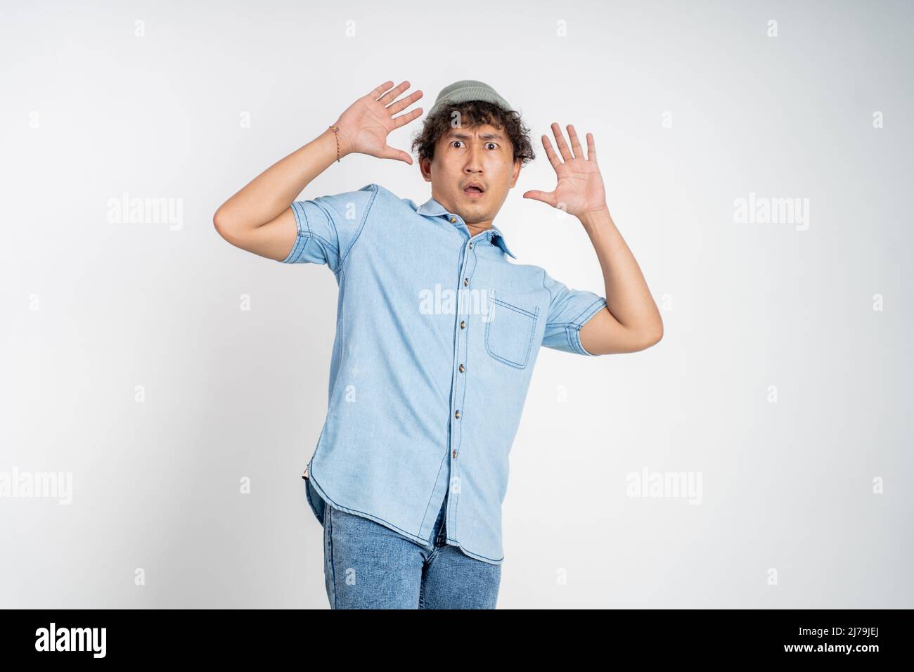 portrait of asian young man with denial gesture Stock Photo - Alamy
