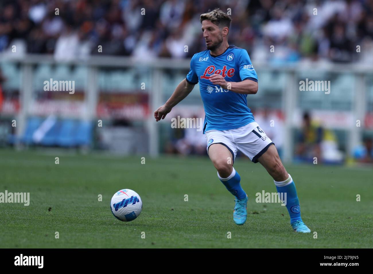 Torino, Italy. 07th May, 2022. Dries Mertens of Ssc Napoli controls the ...