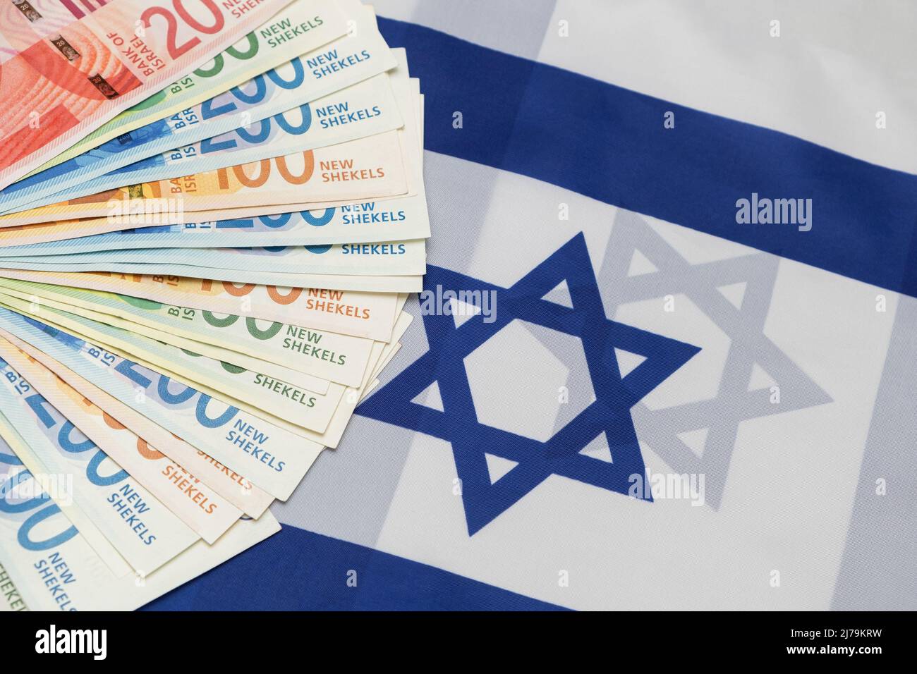 New Israeli shekels banknotes with various nominals. Fan of NIS New ...
