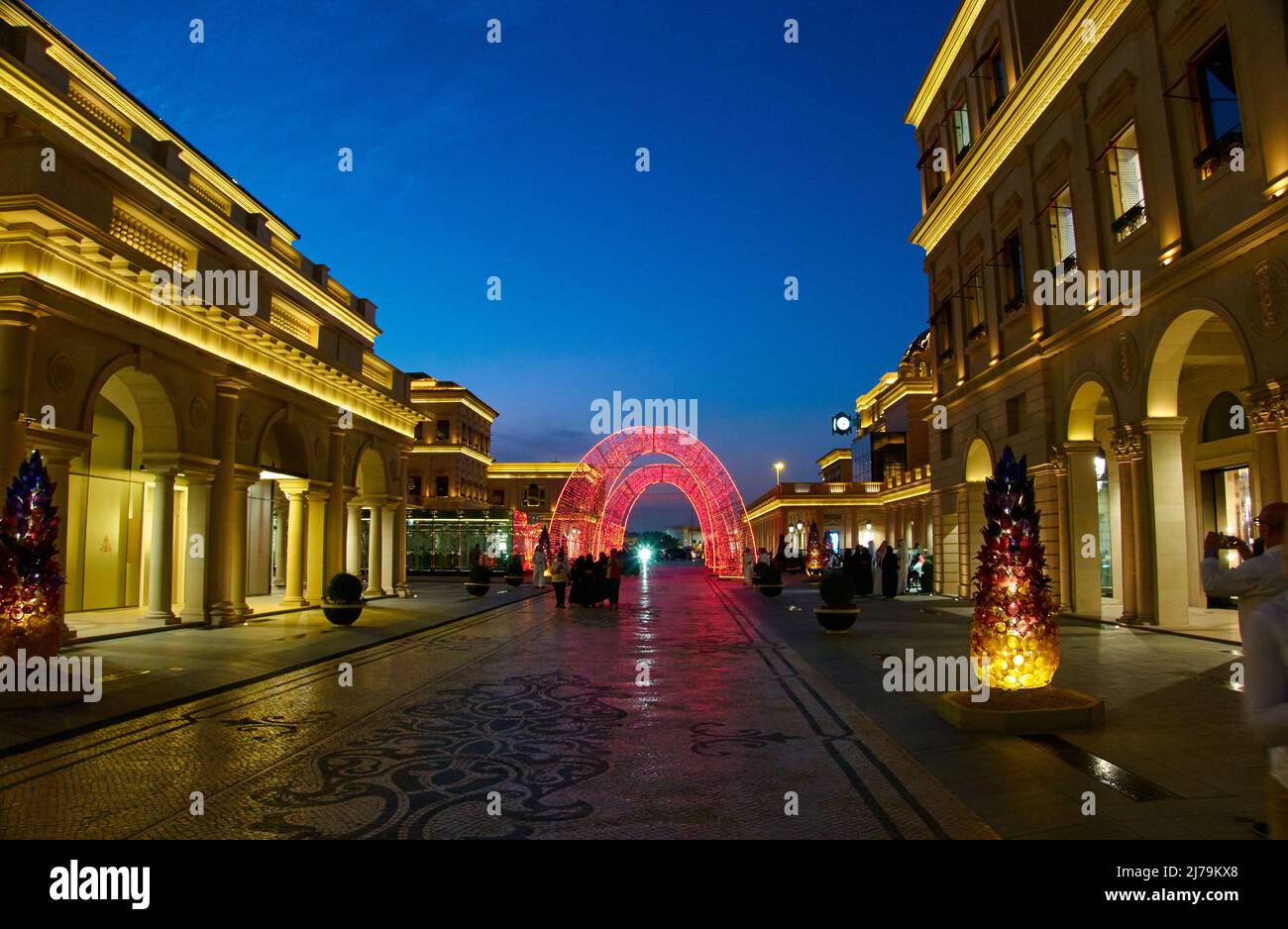 Illuminated Buildings of Katara Cultural Village in Doha, Qatar, Dec 04 ...