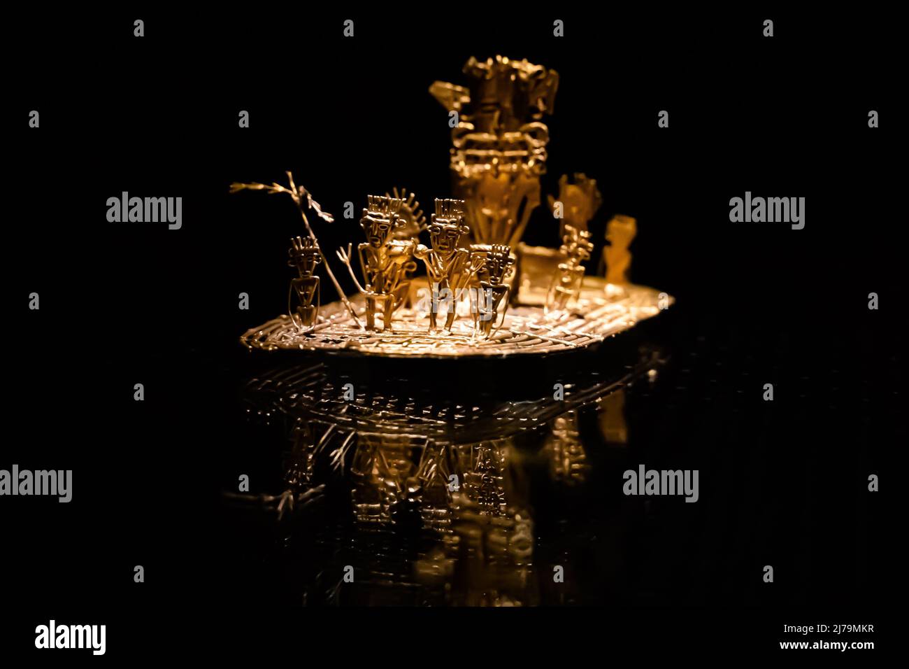 Bogota, Colombia, gold museum, May 5, 2022. pre-Columbian artifact. The ...