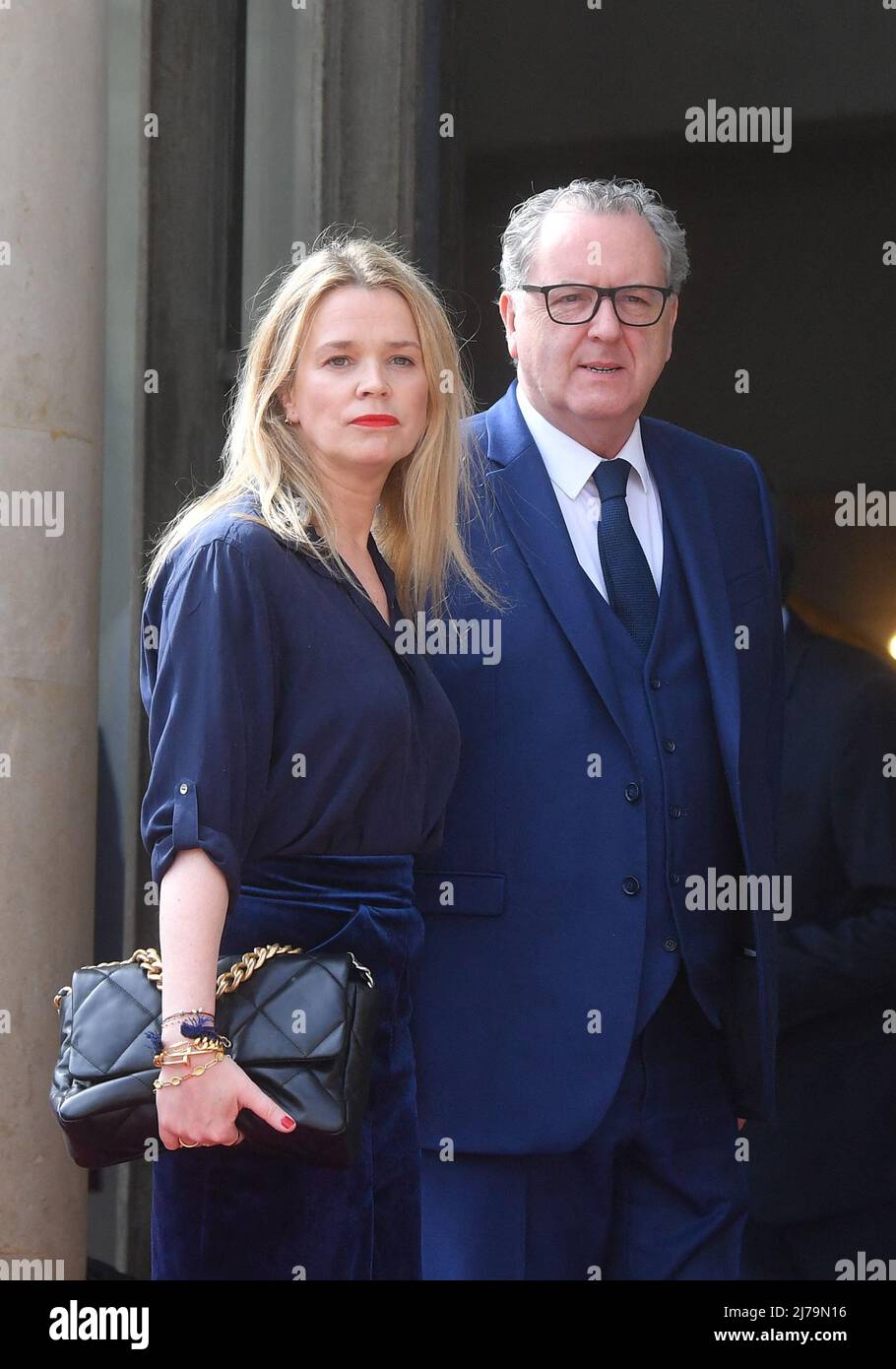 President of the French national assembly Richard Ferrand (C) and his ...