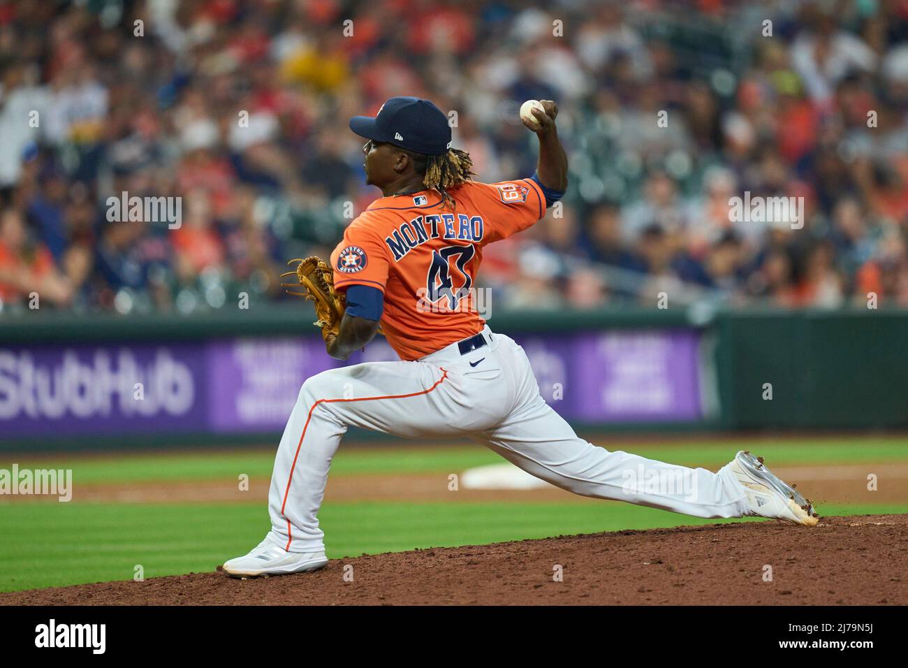 May 6 2022: Houston pitcher Rafael Montero (47) throws a pitch during ...