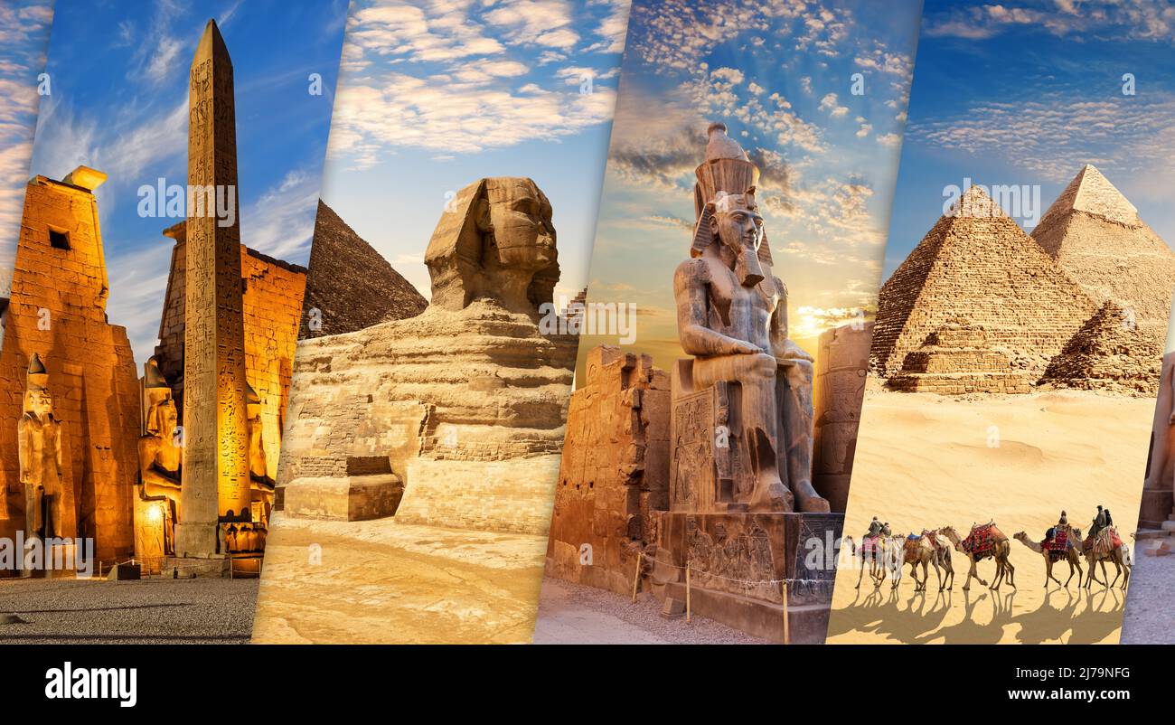 Luxor and Giza views in one collage of Egypt Stock Photo - Alamy