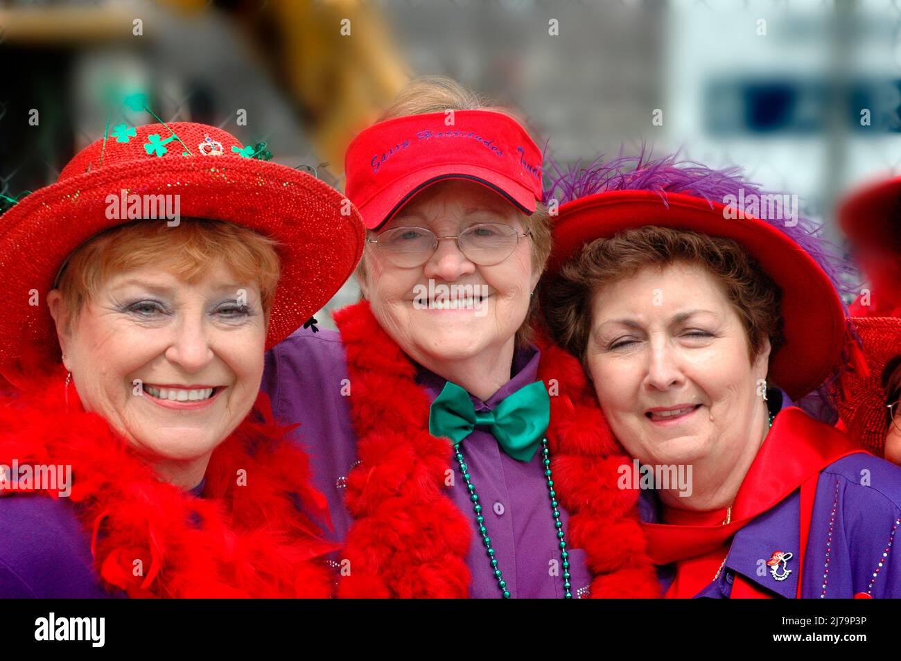 Women of the Red Hat Society celebrate on St. Patrick's' day in the USA ...
