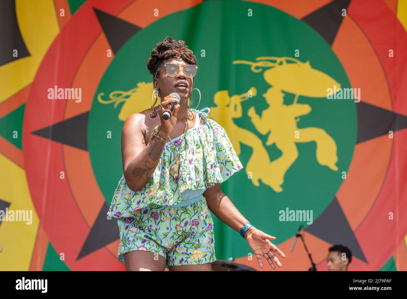 Singer Erica Falls during New Orleans Jazz & Heritage Festival on May 6 ...