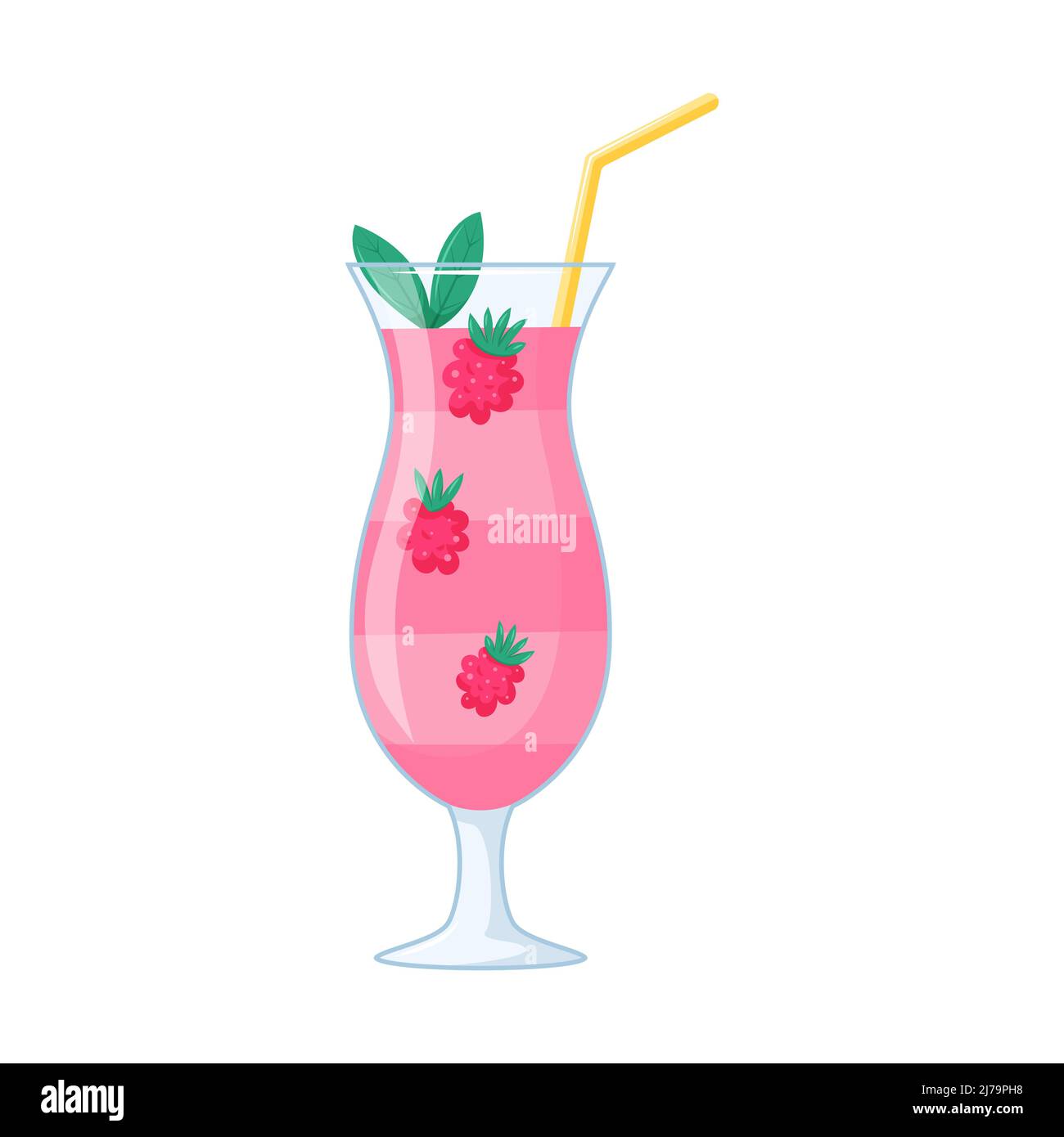 Summer beach puff cocktail. A refreshing drink with raspberries in a ...