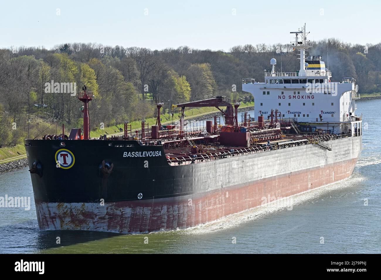 Tsakos Shipping's BASSILEVOUSA passing the Kiel Canal Stock Photo - Alamy