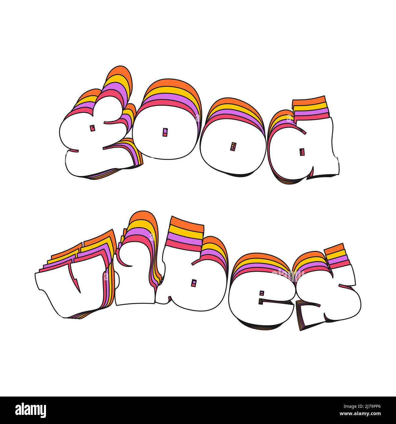 Typographic phrase Good vibes. An inspiring, positive quote. Vintage ...