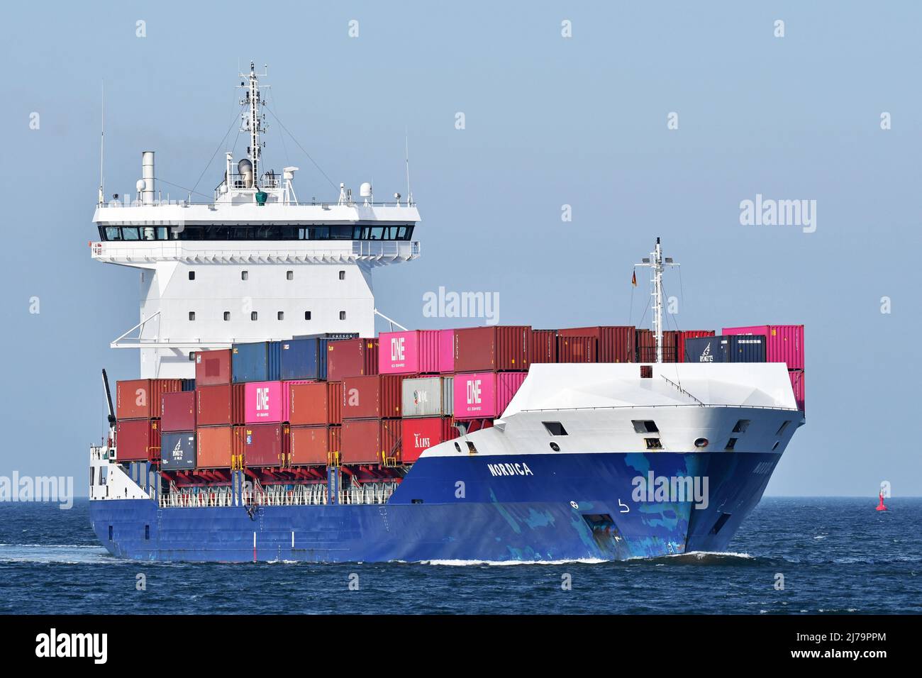 Containership NORDICA navigating the Kiel Fjord / Baltic Sea Stock ...