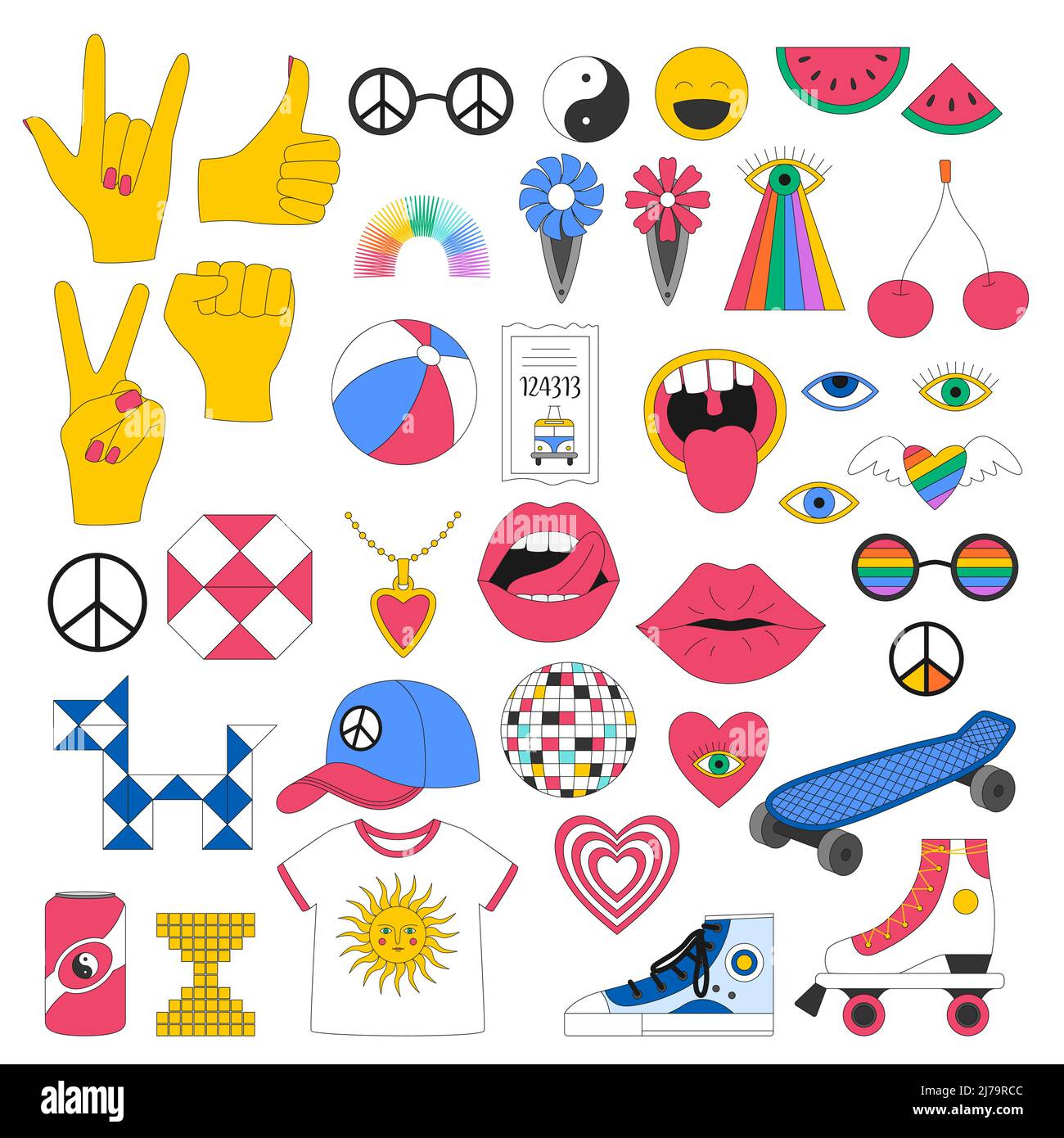 90s Music Symbols Blue Cat