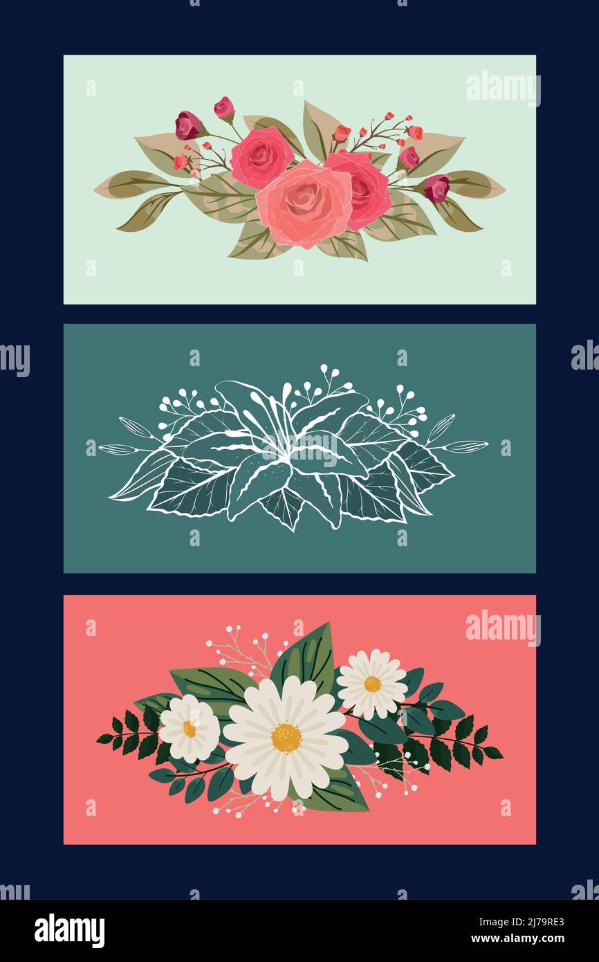 set of flowers invitation Stock Vector Image & Art - Alamy